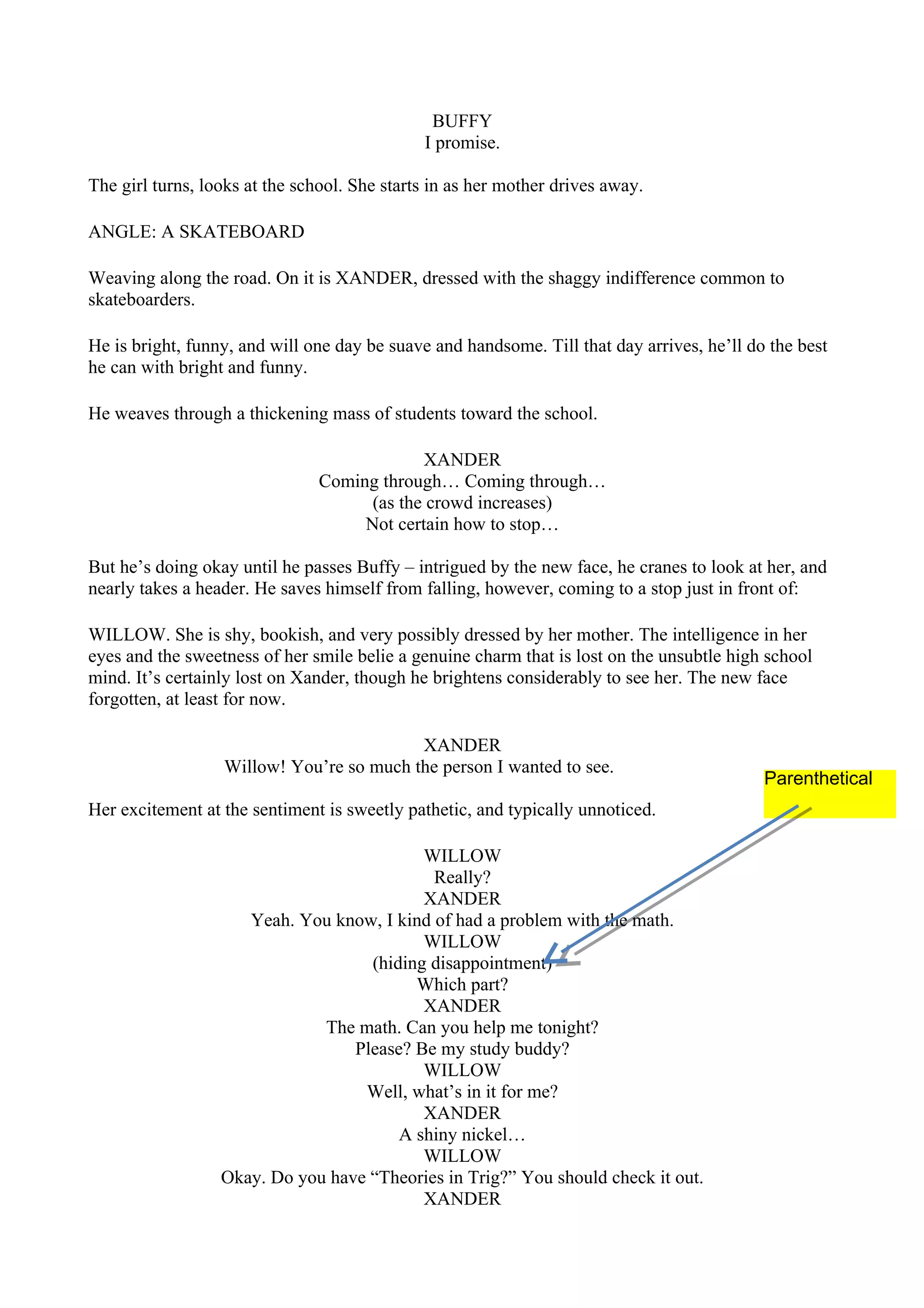 Buffy script-s01-e01 | PDF