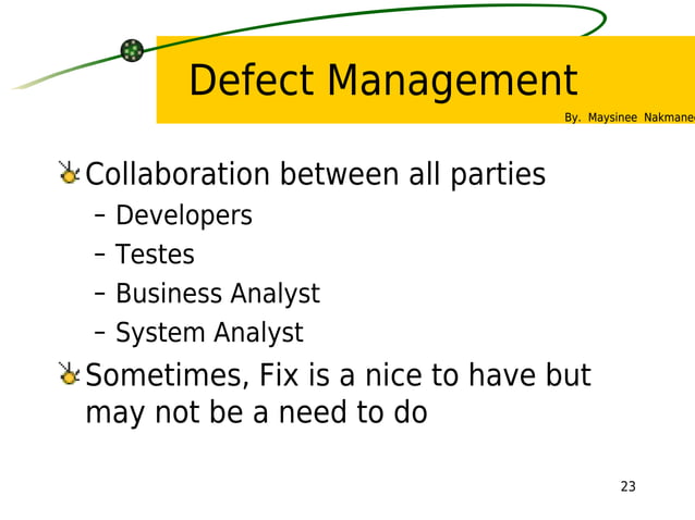 BugDay Bangkok 2009 Defect Management | PPT