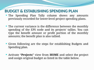 Primavera Project Budget and spending plan | PPTX