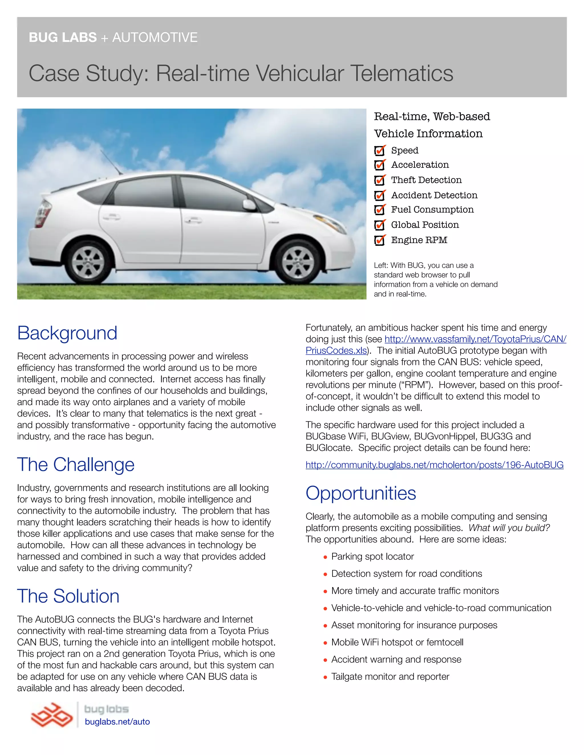 Bug labs + automotive fact sheet | PDF