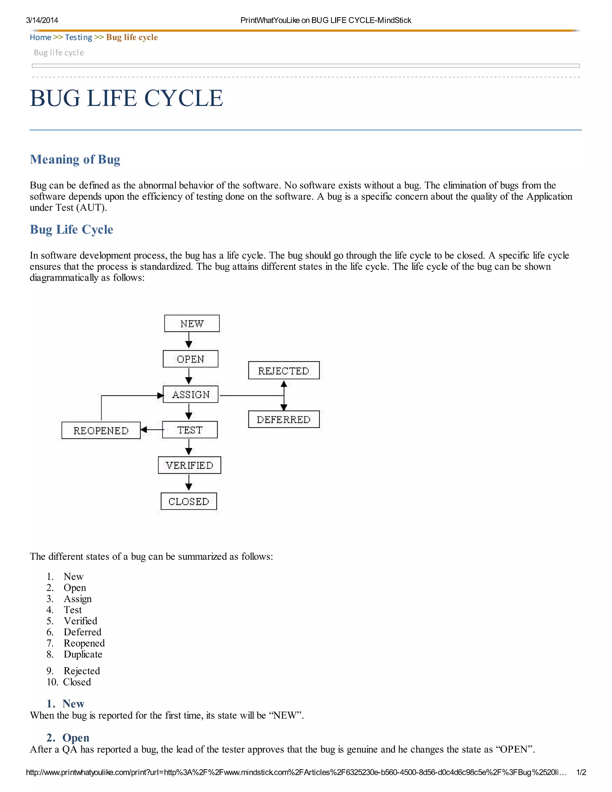 Bug life cycle | PDF