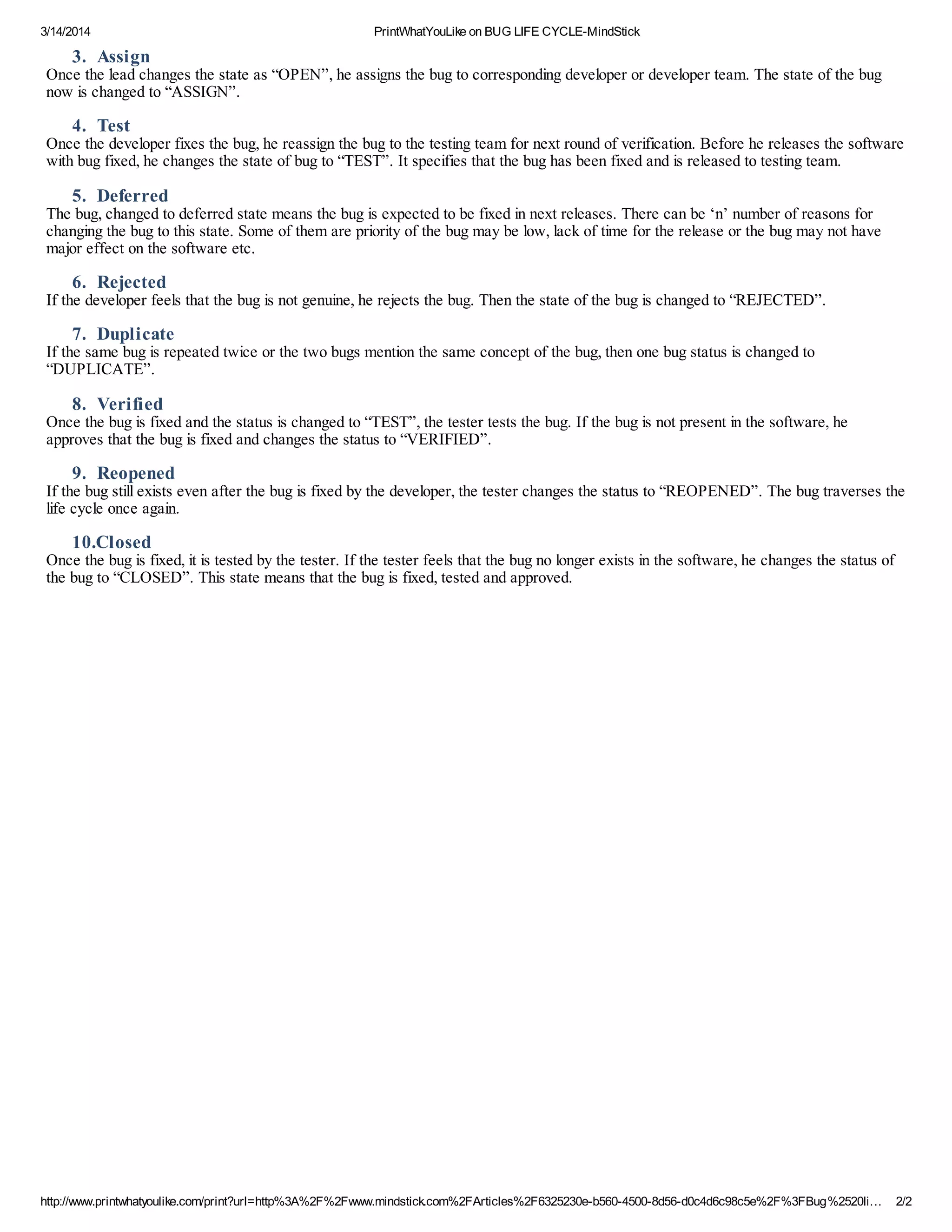 Bug life cycle | PDF