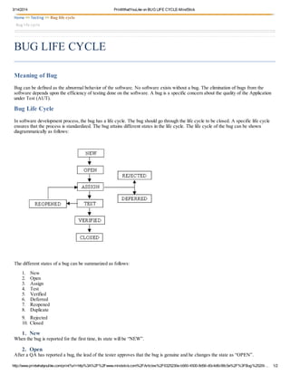 Bug life cycle | PDF