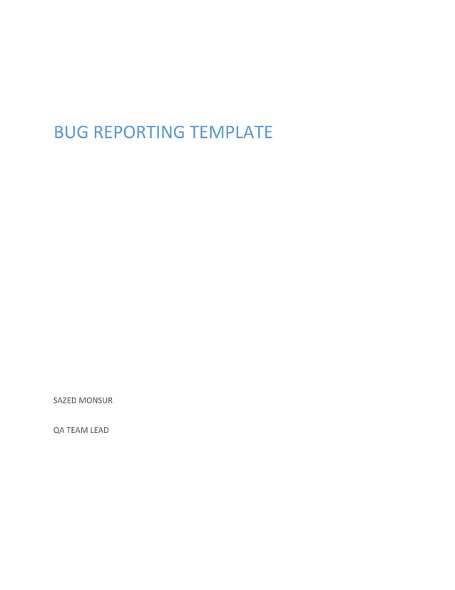 Bug Reporting Template | PDF