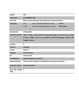 Snapchat Bug Reporting | DOCX