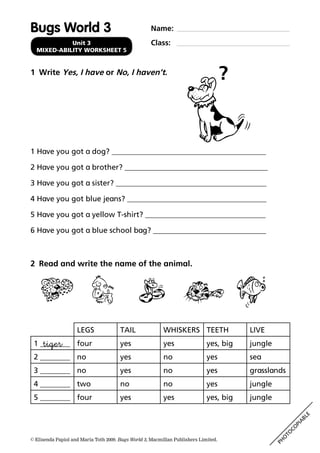 Bugs 3 animals | PDF