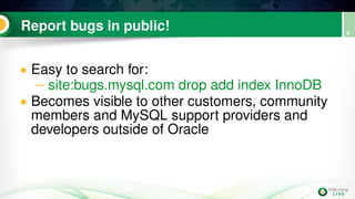 BOF "Everything about MySQL bugs" | PPT