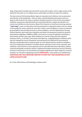 BUGS TO SUPER BUGS Emerging Challenges in Health Care | PDF