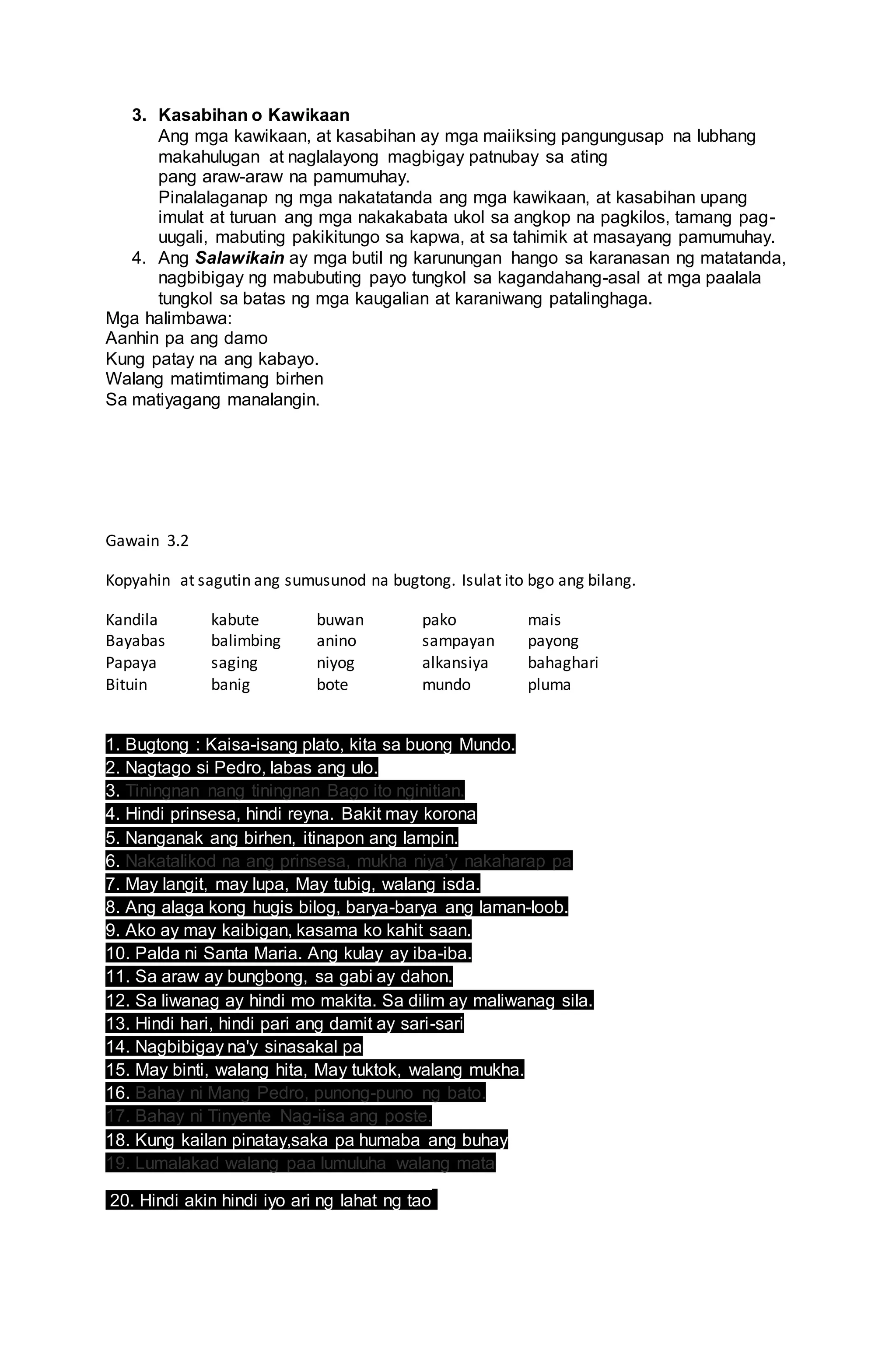 Bugtong,tugmang de gulong | DOCX