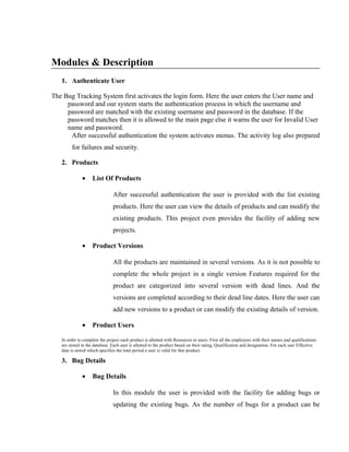 Bug tracking system(synopsis) | DOC