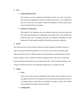 Bug tracking system(synopsis) | DOC