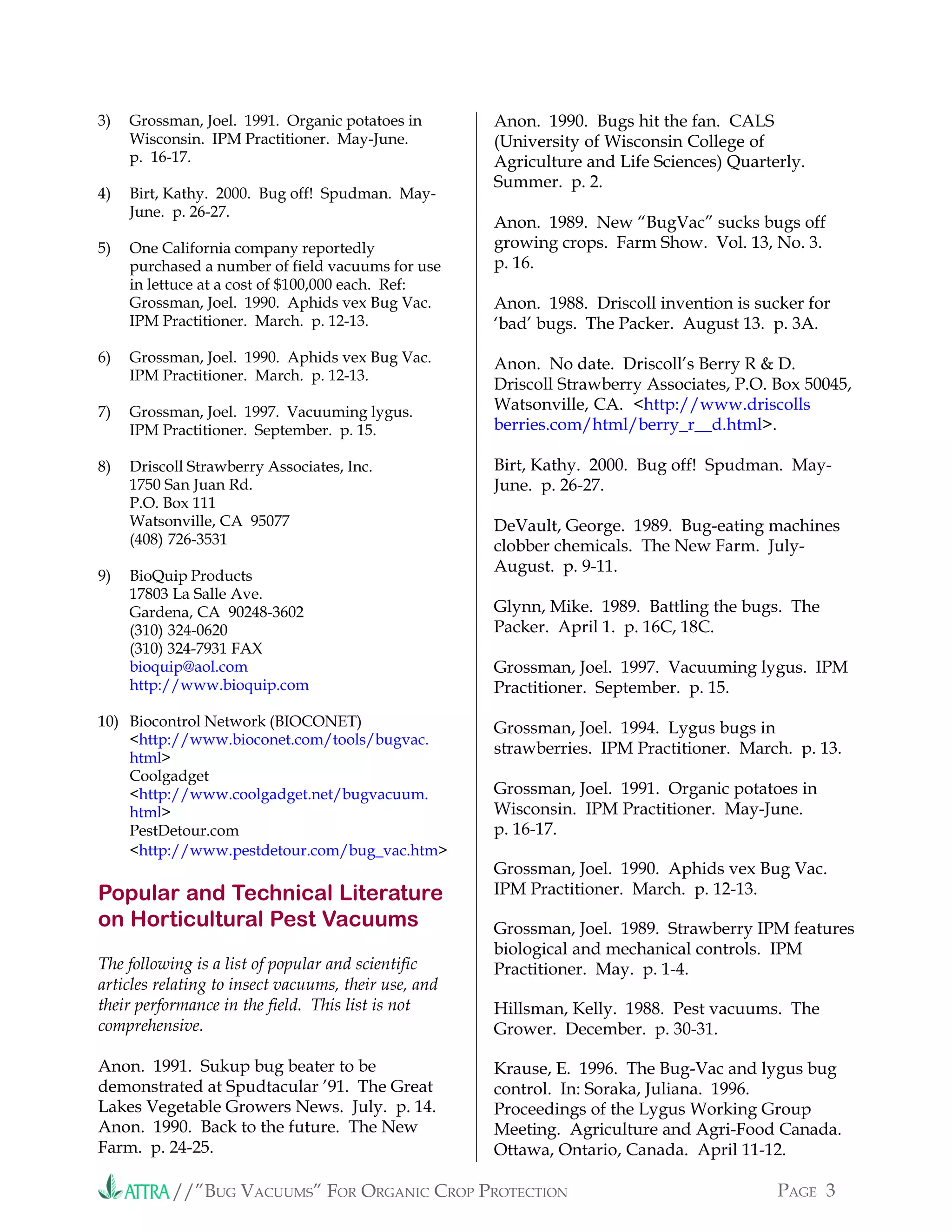 Bug Vacuums for Organic Crop Protection | PDF