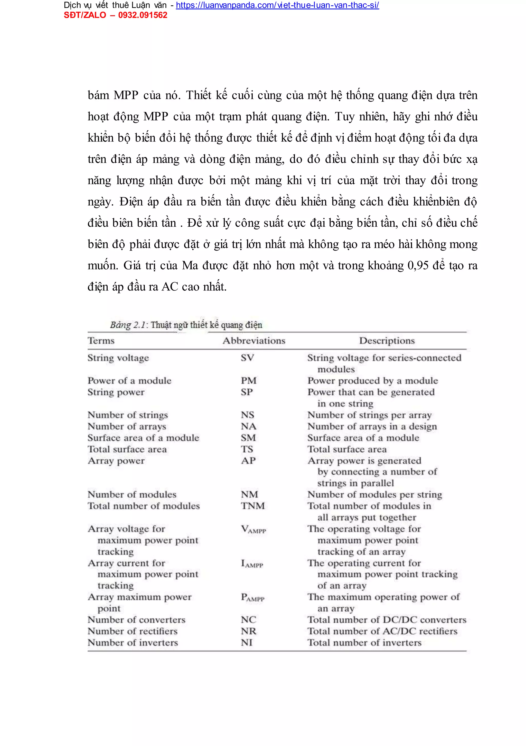 Luận văn Thạc sĩ Năng lượng mặt trời, đi sâu tìm hiểu về hệ thống điện năng lượng mặt trời | DOC