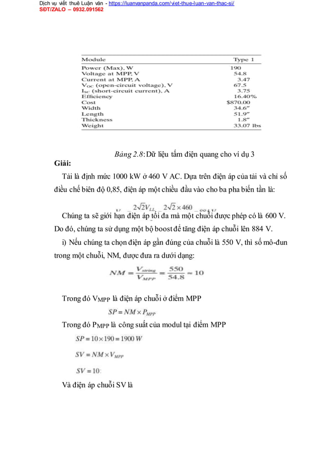 Luận văn Thạc sĩ Năng lượng mặt trời, đi sâu tìm hiểu về hệ thống điện năng lượng mặt trời | DOC