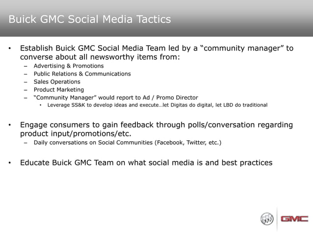 Buick gmc social media strategy and objectives v2 | PPT