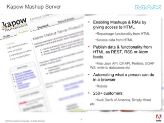 Build APIs With Kapow Mashup Server | PPT