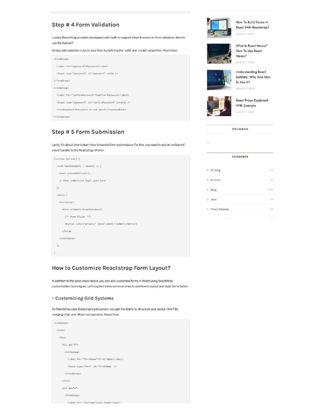 How To Build Forms In React With Reactstrap Pdf