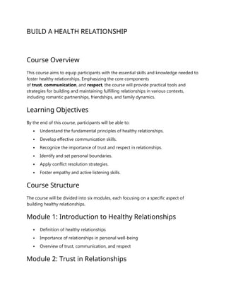 BUILDING A HEALTH RELATIONSHIP COURSE ONE | PDF