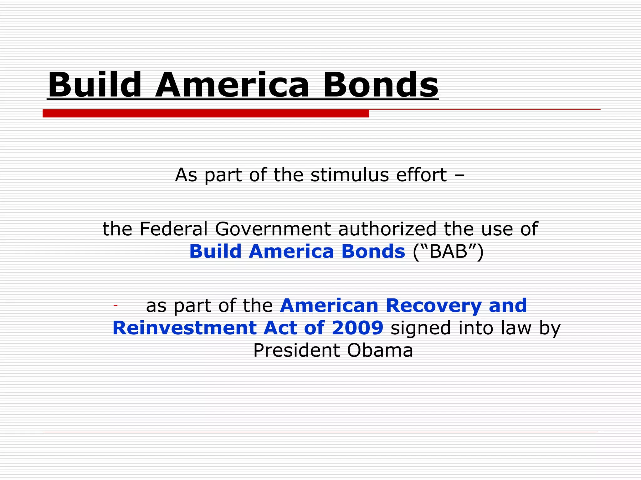 Build America Bonds | PPT