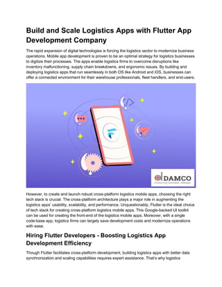 Design Cost-effective Logistics Apps with Flutter Development Company | PDF