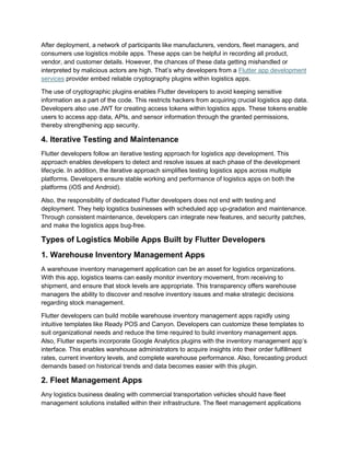 Design Cost-effective Logistics Apps with Flutter Development Company | PDF