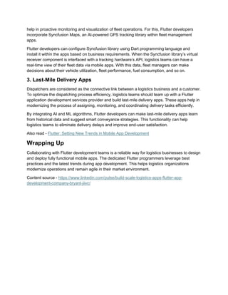 Design Cost-effective Logistics Apps with Flutter Development Company | PDF