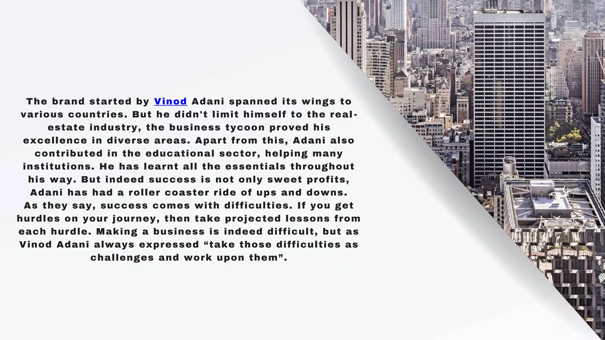 Build an Empire, One Brick at a Time Vinod Adani's Path to the Top | PPTX | Business | Business ...