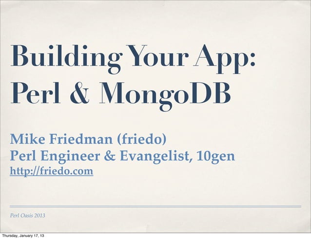 Building a MongoDB App with Perl | PDF | Databases | Computer Software and Applications