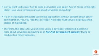 How to Build a Serverless Web App in Azure? | PPT