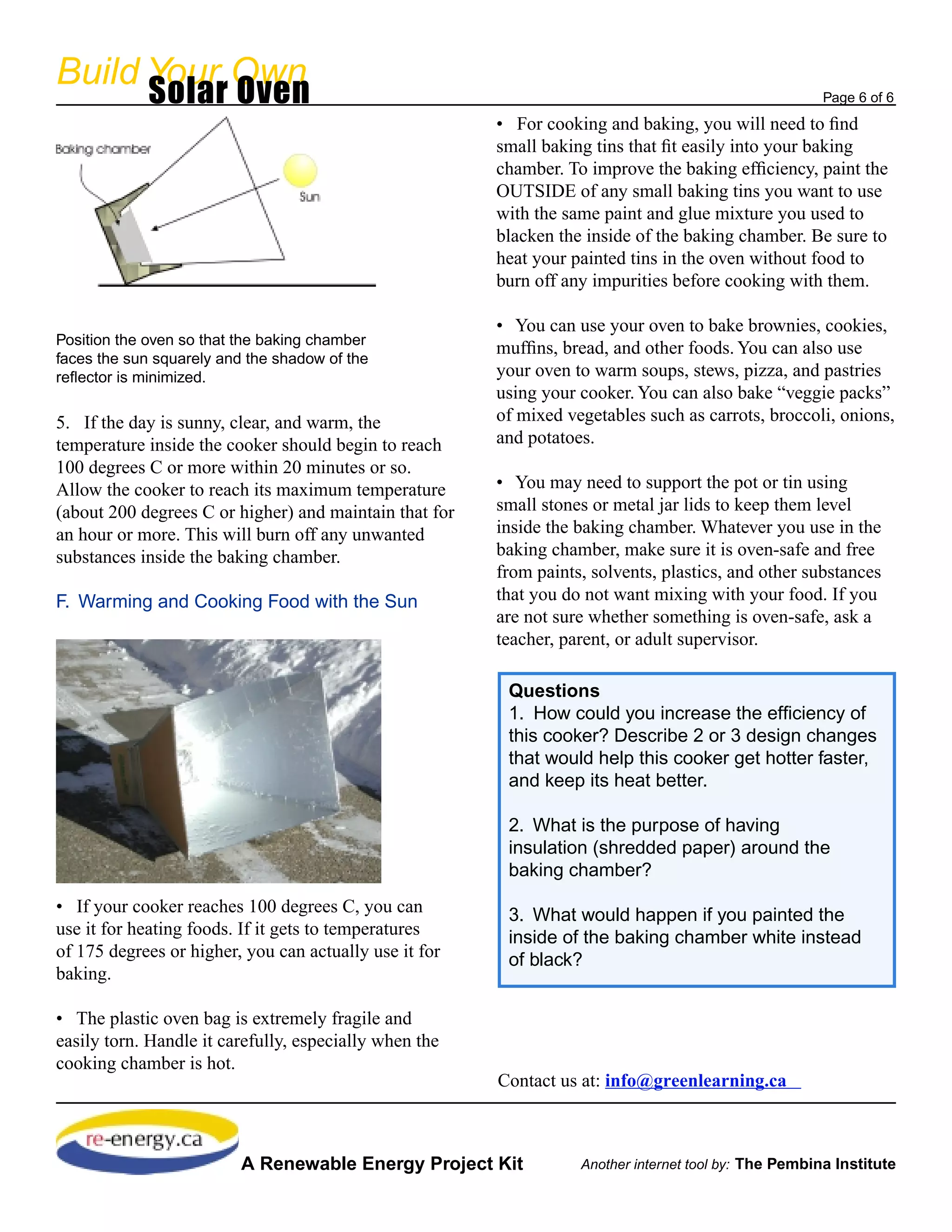 Build a Solar Oven | PDF