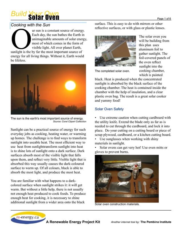Build a Solar Oven | PDF