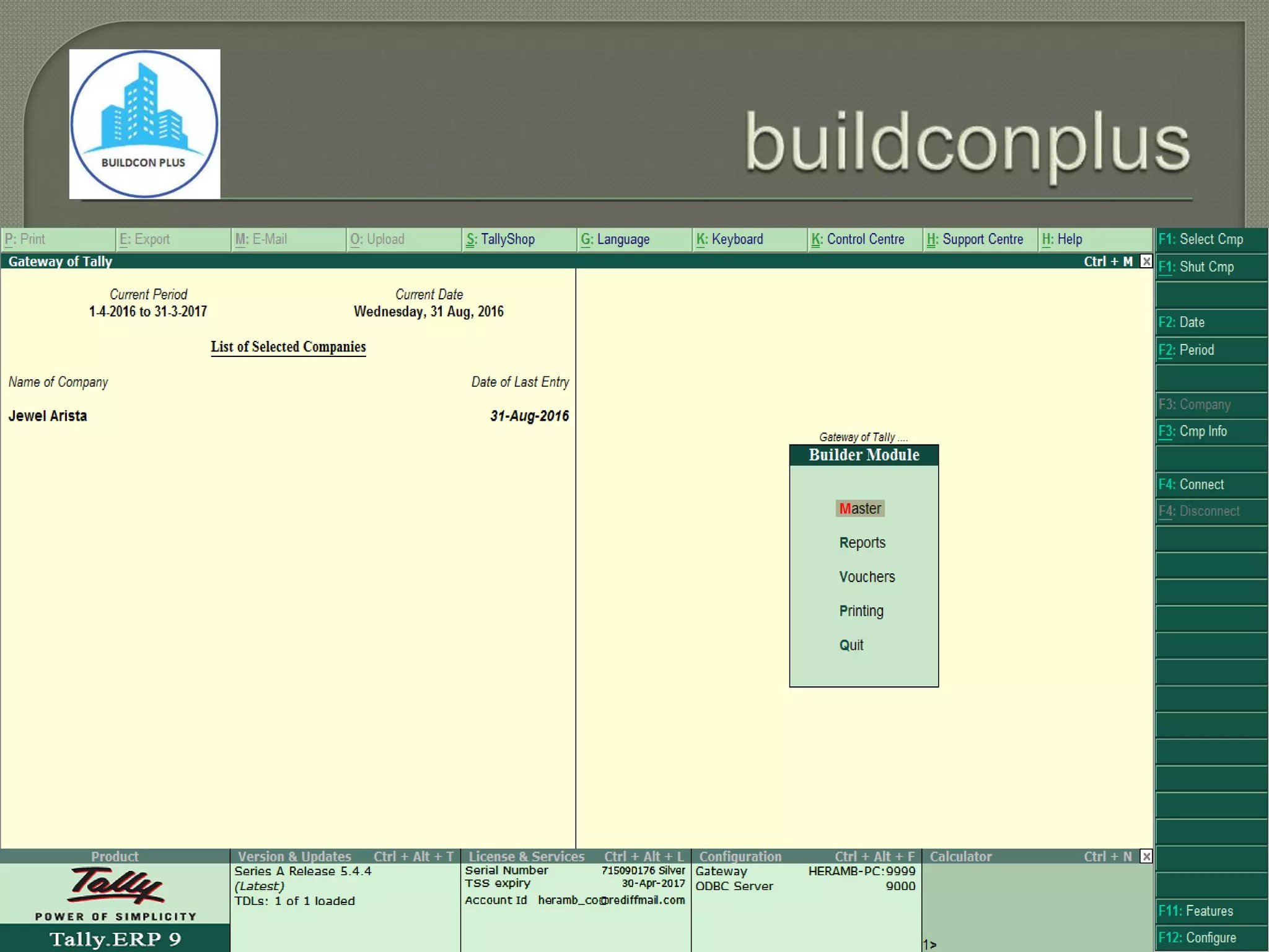 Buildconplus:ERP for builders built on Tally | PPT