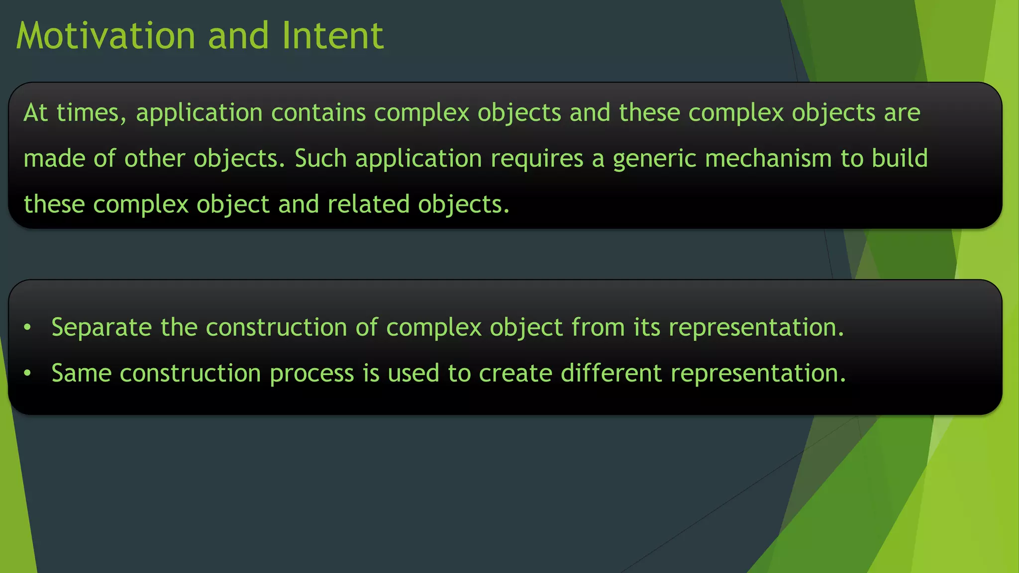 Builder Design Pattern (Generic Construction -Different Representation ...