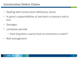Construction Defect Claims: The Ins & The Outs, The Do's & The Don'ts | PPT
