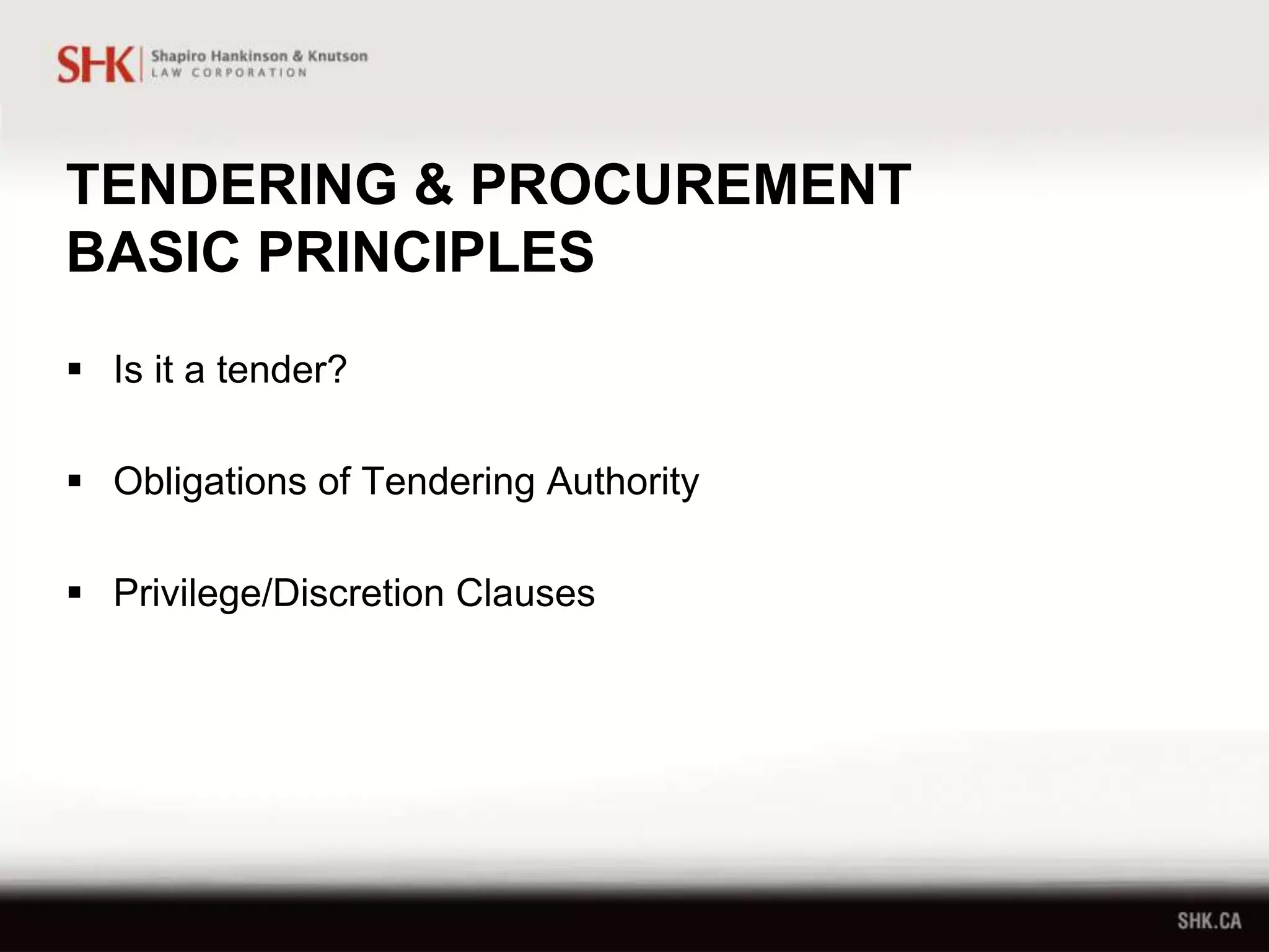 Tendering & Procurement Overview | PPT