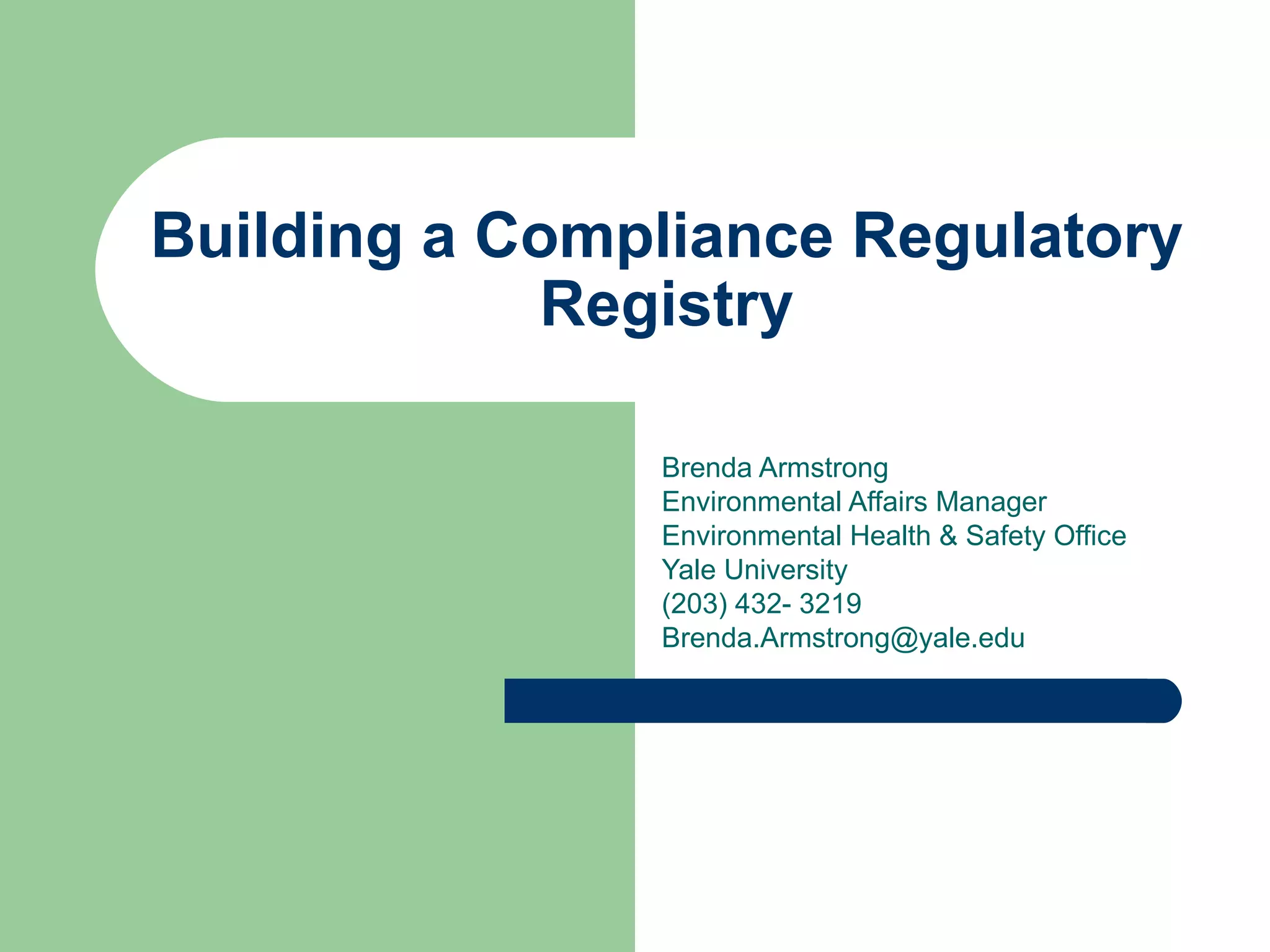 Building a Compliance Regulatory Registry | PPT