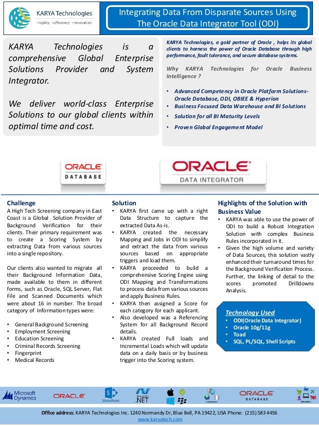Integrating Data From Disparate Sources Using The Oracle Data Integrator Tool Odi Karya