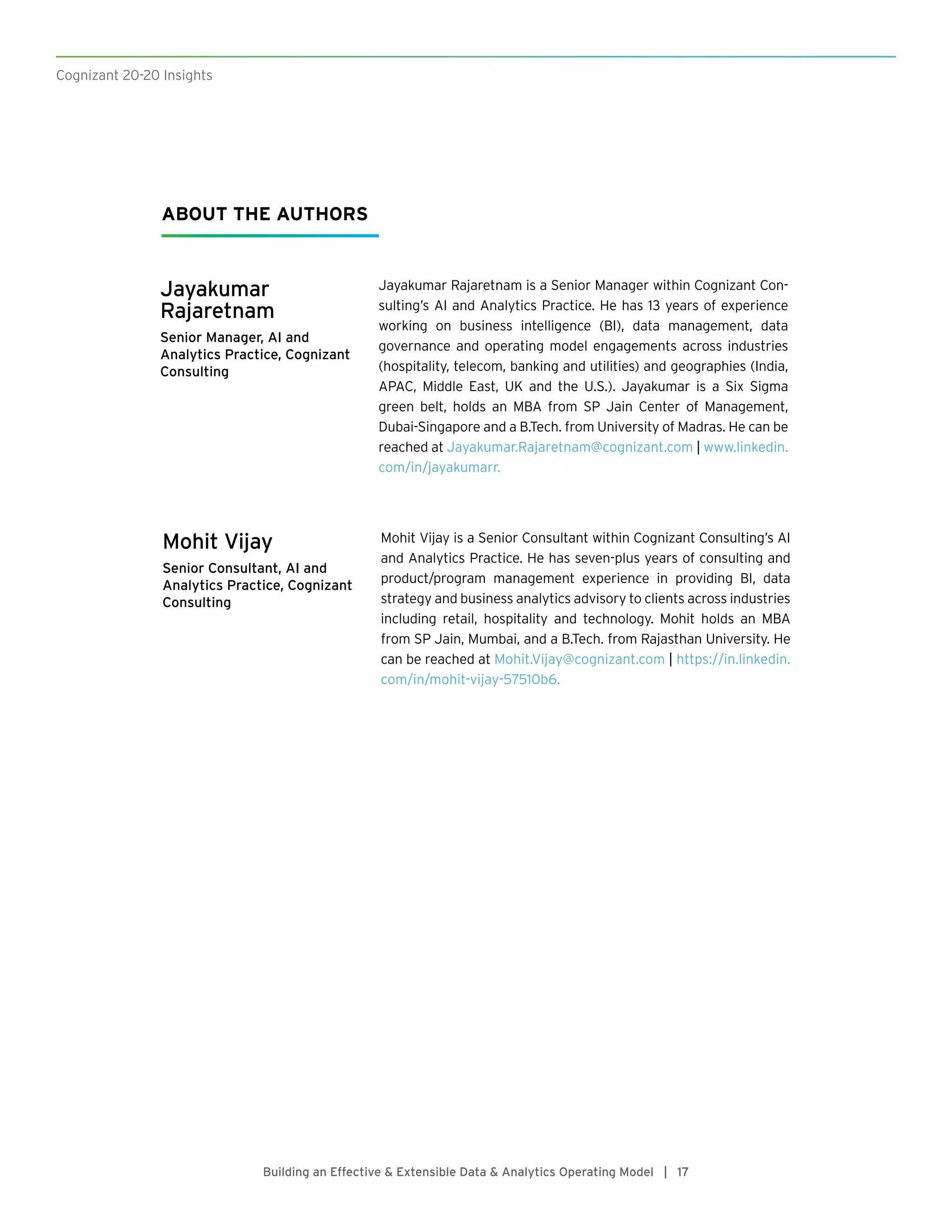 Building an Effective & Extensible Data & Analytics Operating Model | PDF