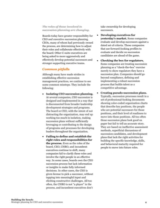 Building bench strategic planning ceos executive succession | PDF