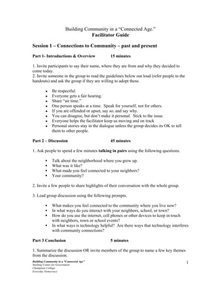 Building Community in a "Connected" Age (Facilitator Guide) | PDF