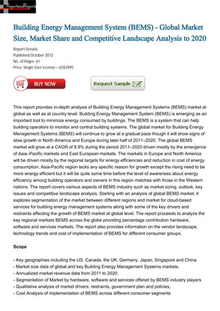 Building Energy Management System (BEMS) - Global Market Size, Market ...