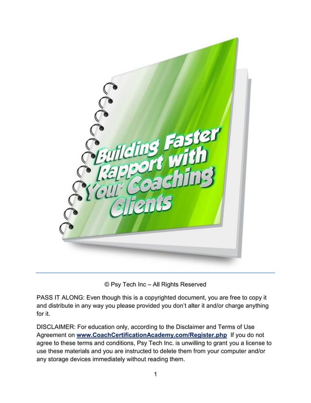 Building Faster Rapport With Coaching Clients | PDF