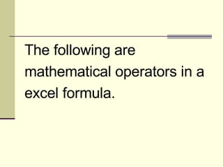 Building Formulas With Excel 2 | PPT