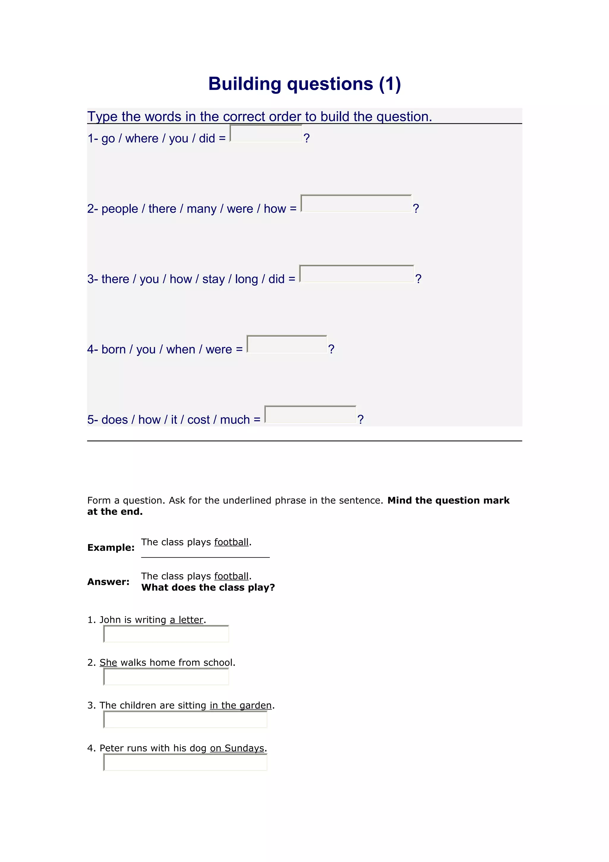 Building questions-exercises | PDF