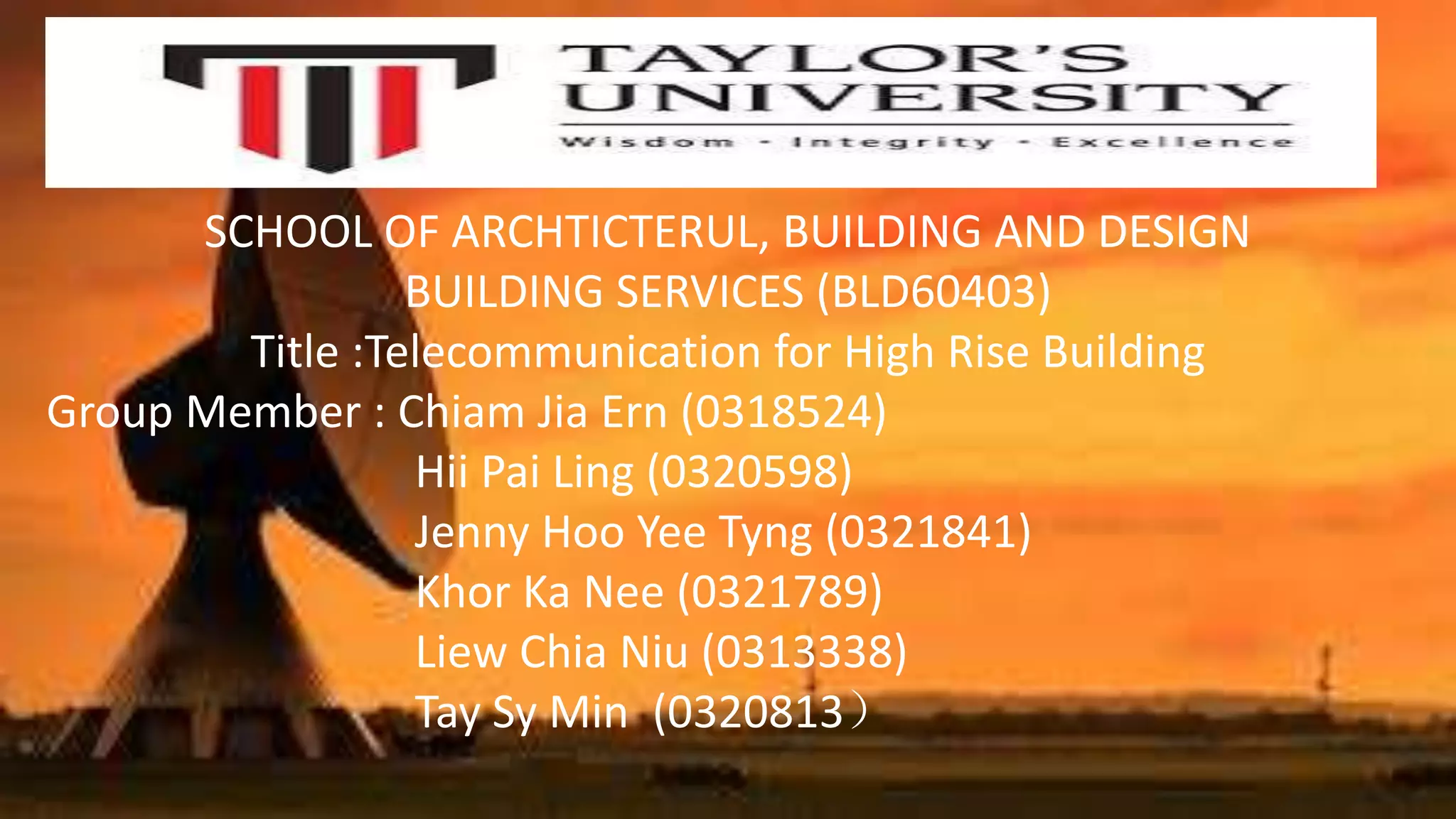 Building services- telecommunications for high rise building | PPTX