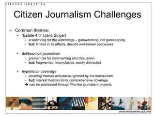 Building Spaces for Hyperlocal Citizen Journalism (AoIR 2008) | PPT