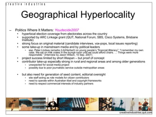 Building Spaces for Hyperlocal Citizen Journalism (AoIR 2008) | PPT