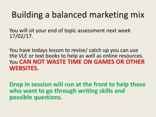 Building a balanced marketing mix | PPTX