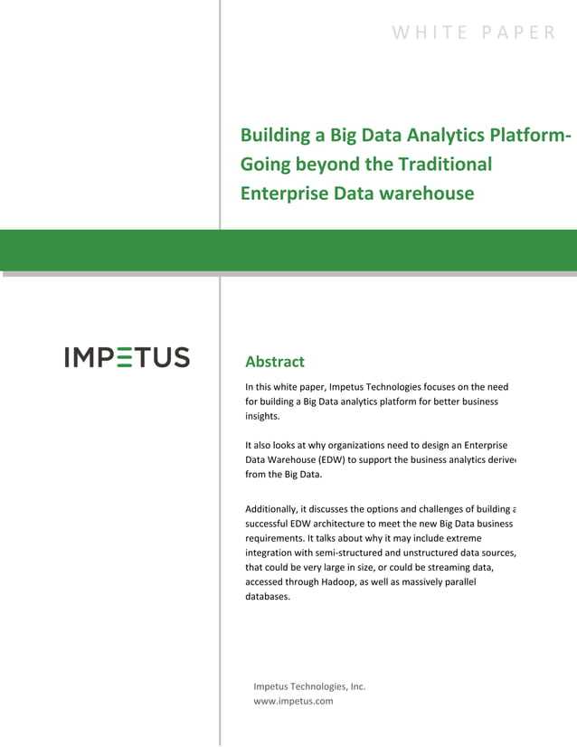 Building a Big Data Analytics Platform- Impetus White Paper | PDF