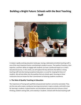 Building a Bright Future: Schools with the Best Teaching Staff | PDF